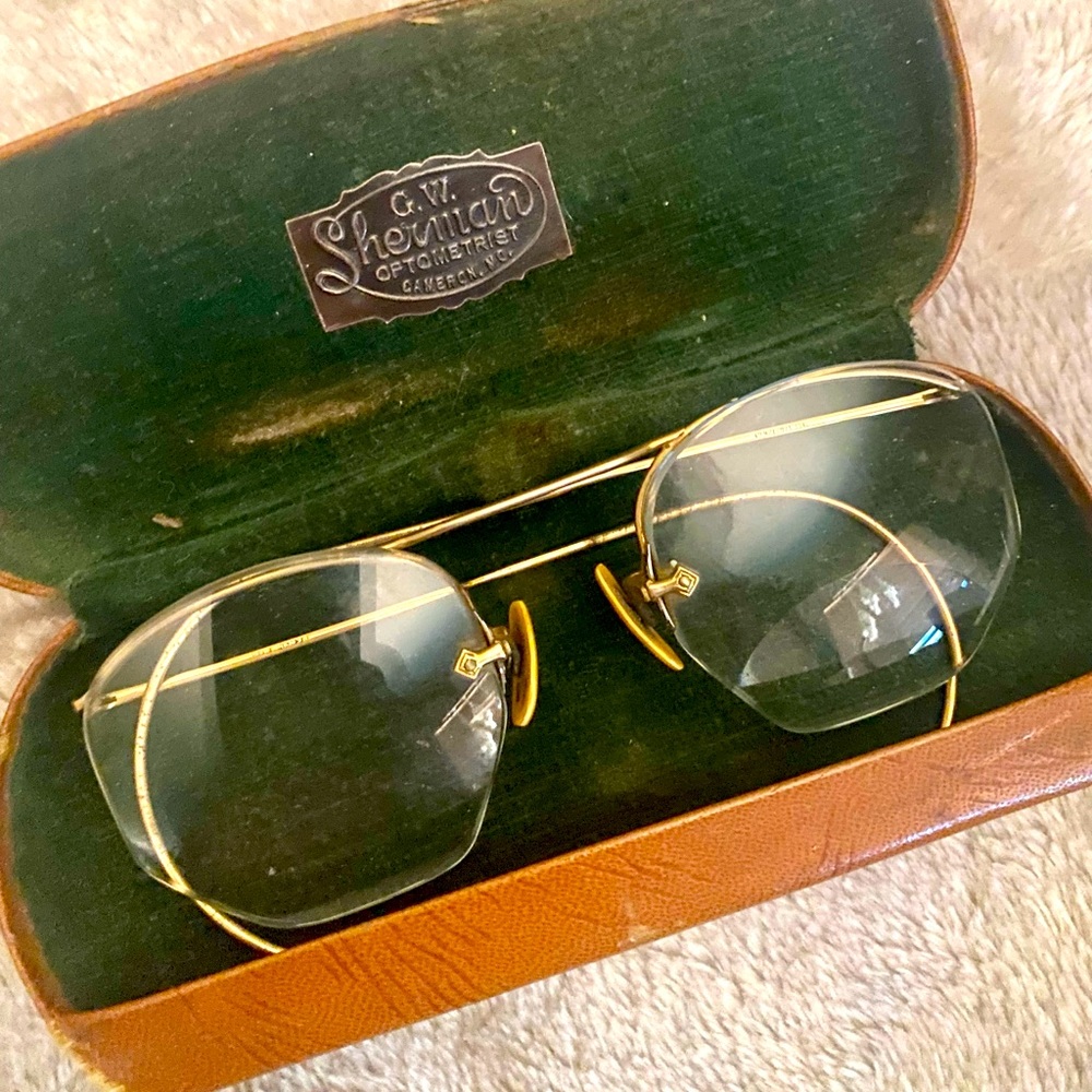 Antique Spectacles With Original Lined Optometrist Ca… - Gem